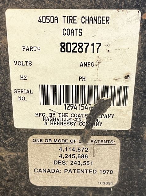 Coats 4050A Tire Changer