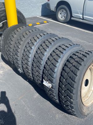 Lot of 225/70R19.5 Recap Tires on 8 Lug Rims (Qty 6)